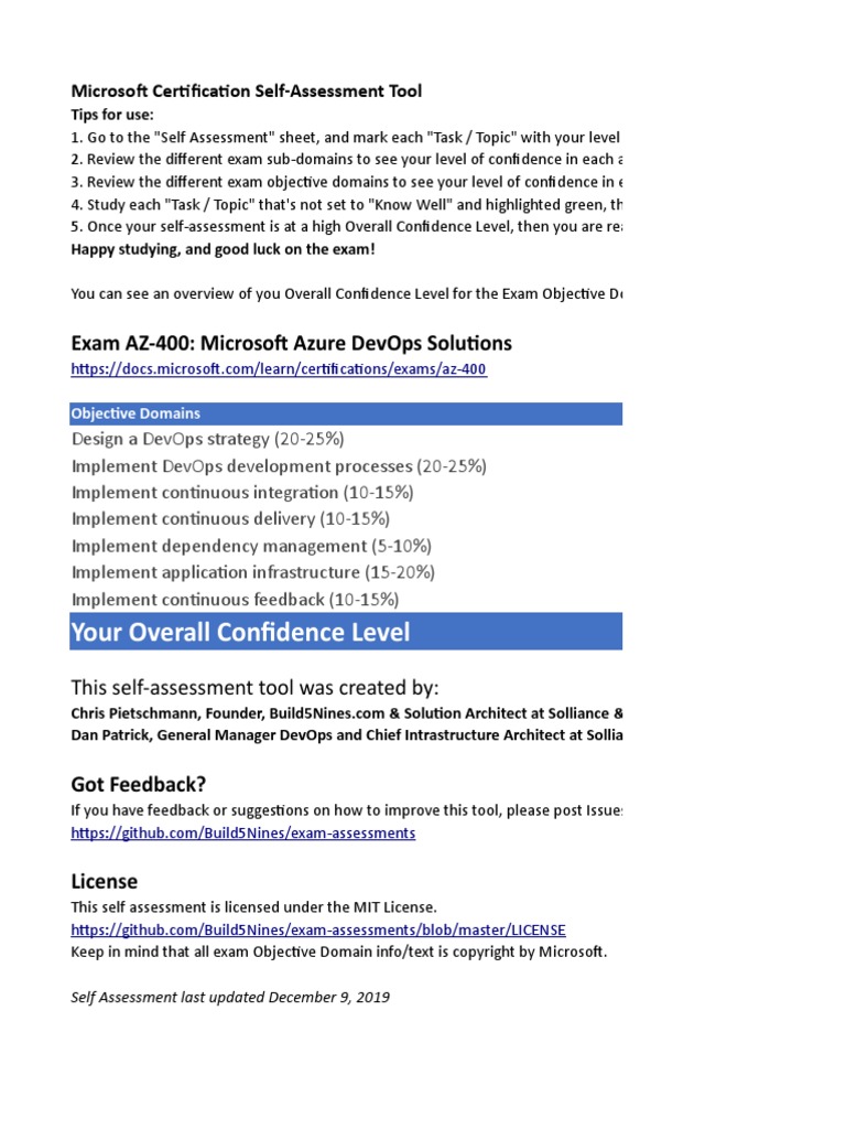 Exam MSFT AZ 400 Self Assessment Build5Nines | PDF | Microsoft Azure ...