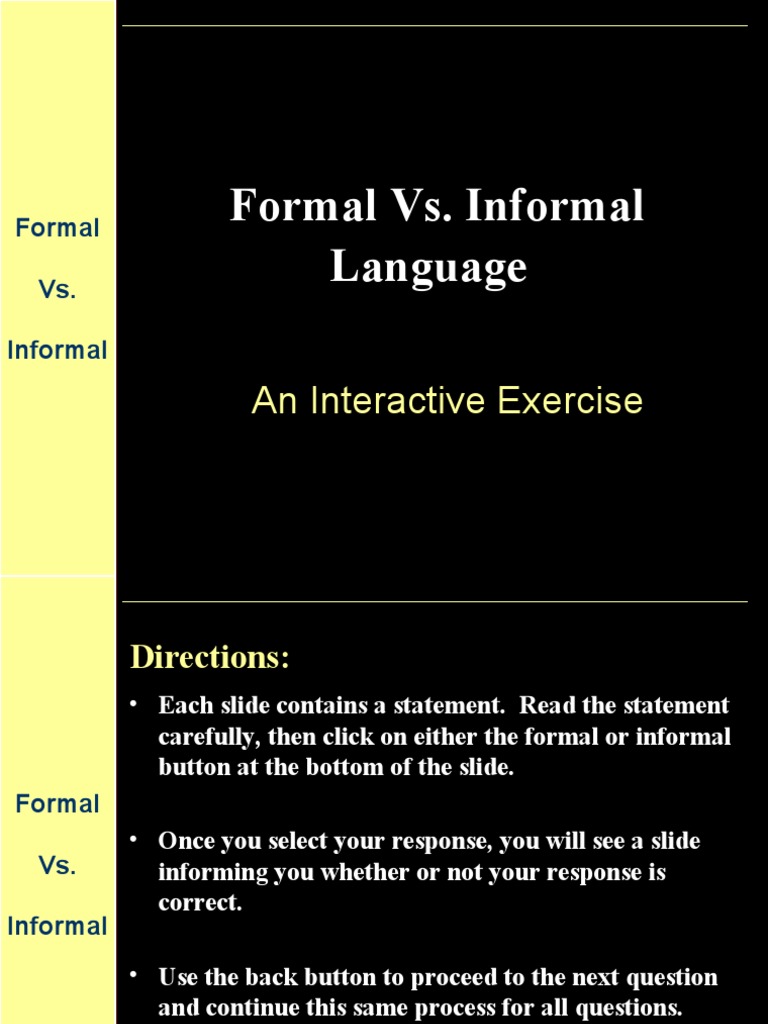 Formal vs. Informal Language: An Interactive Exercise | PDF | Cognition ...