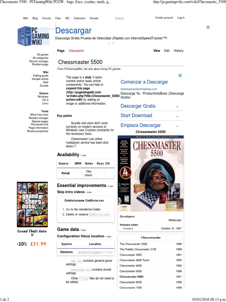 Chessmaster 5500 - PCGamingWiki PCGW - Bugs, Fixes, Crashes, Mods ...