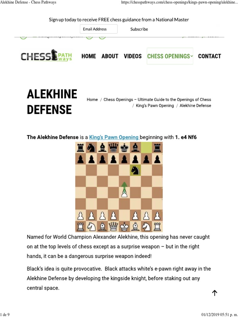 Alekhine Defense - Chess Pathways | PDF | Sports & Recreation | Cooking ...