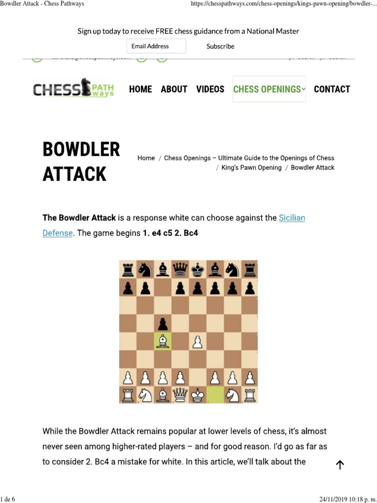 Bowdler Attack in King's Pawn Opening | PDF