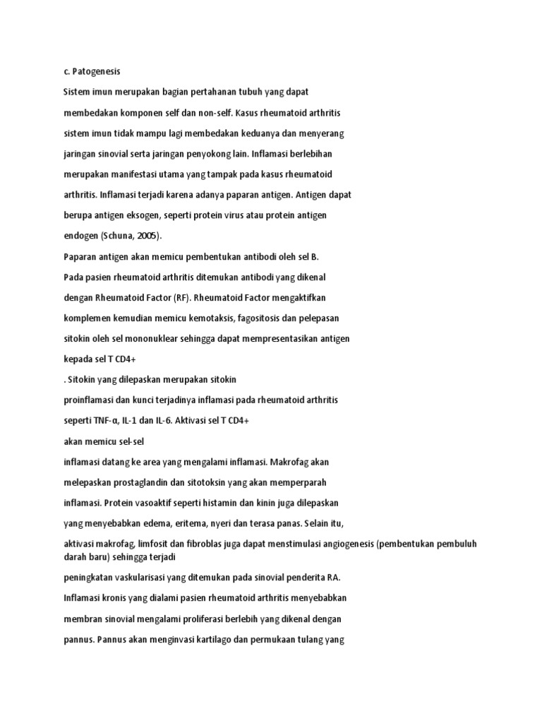 Patogenesis RA Rheumatoid Arthritis | PDF