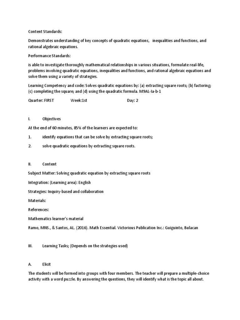 Extracting Square Roots | Download Free PDF | Quadratic Equation ...