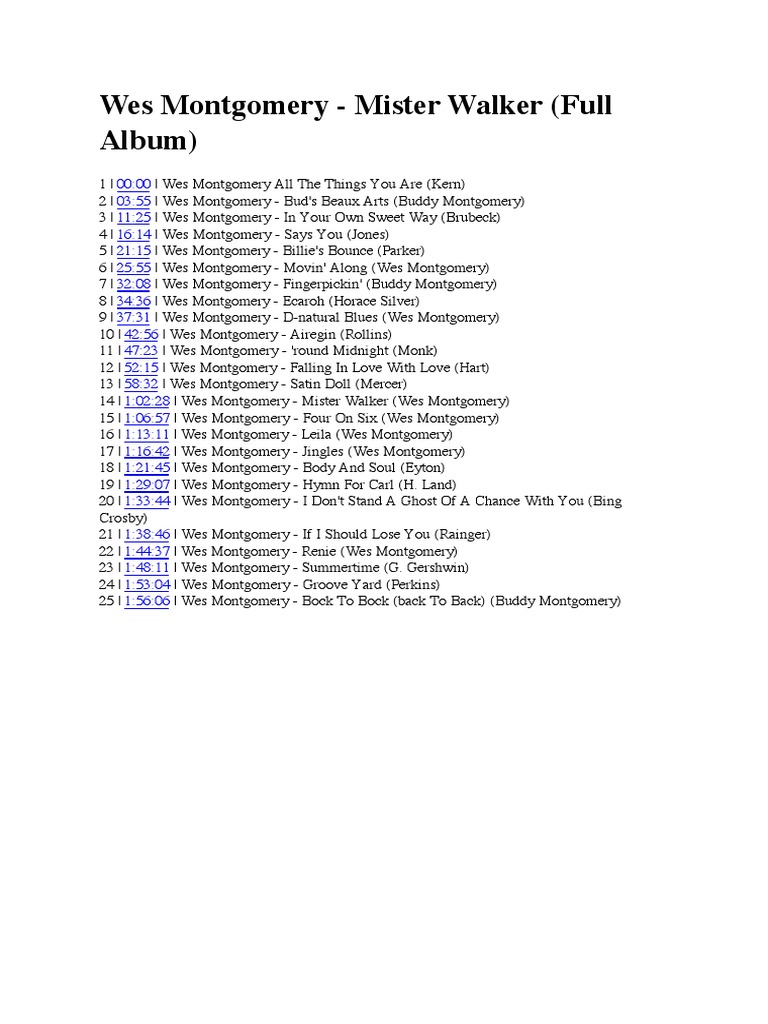 Wes Montgomery - Mister Walker (Full Album) | PDF