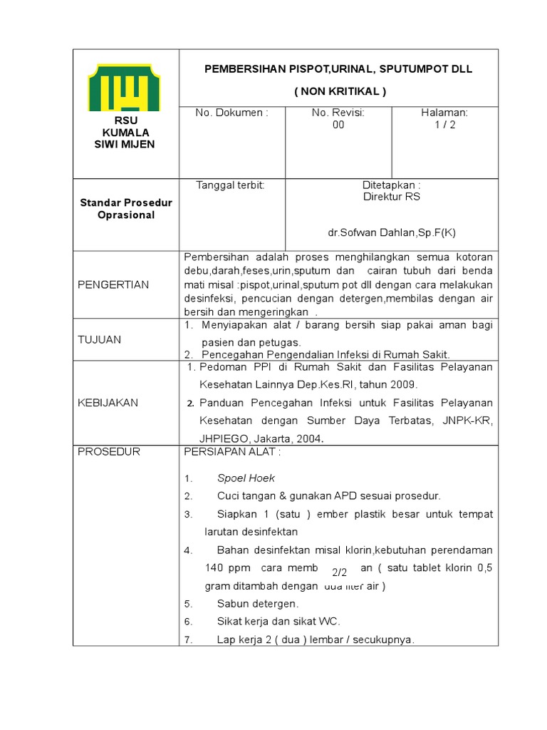 Spo Pembersihan Pispot | PDF