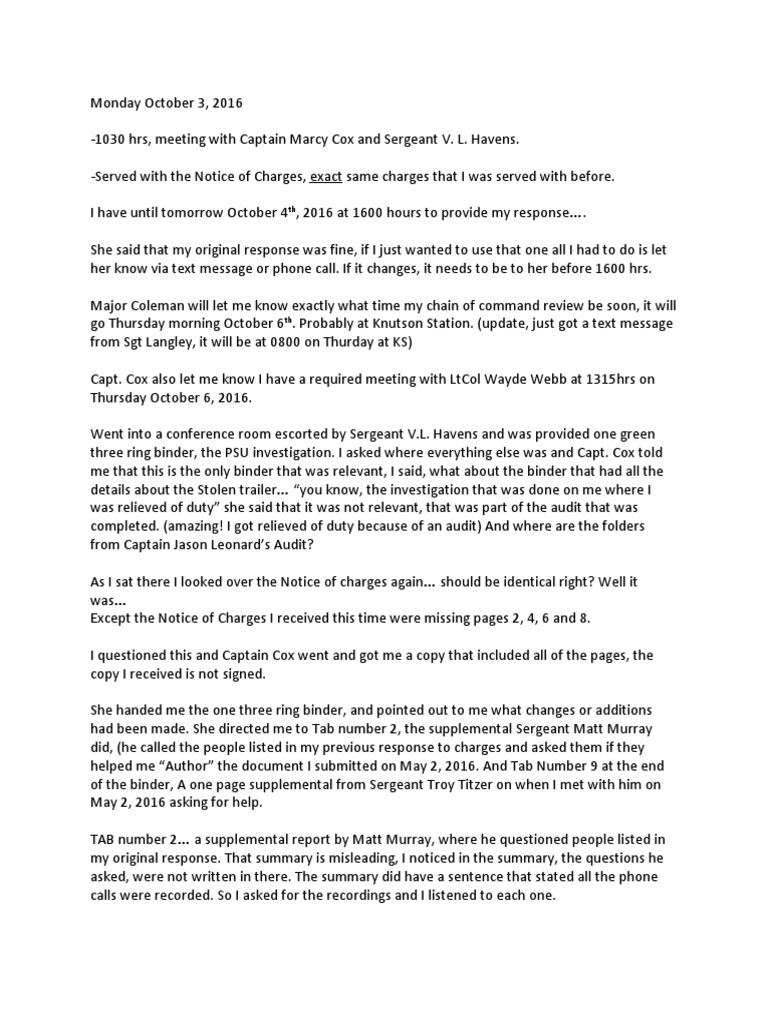 Notice of Charges Meeting | PDF | Discovery (Law) | Government