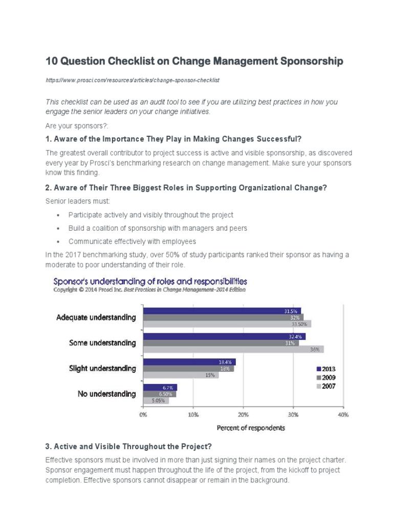 10 Question Checklist On Change Management Sponsorship | PDF | Change ...