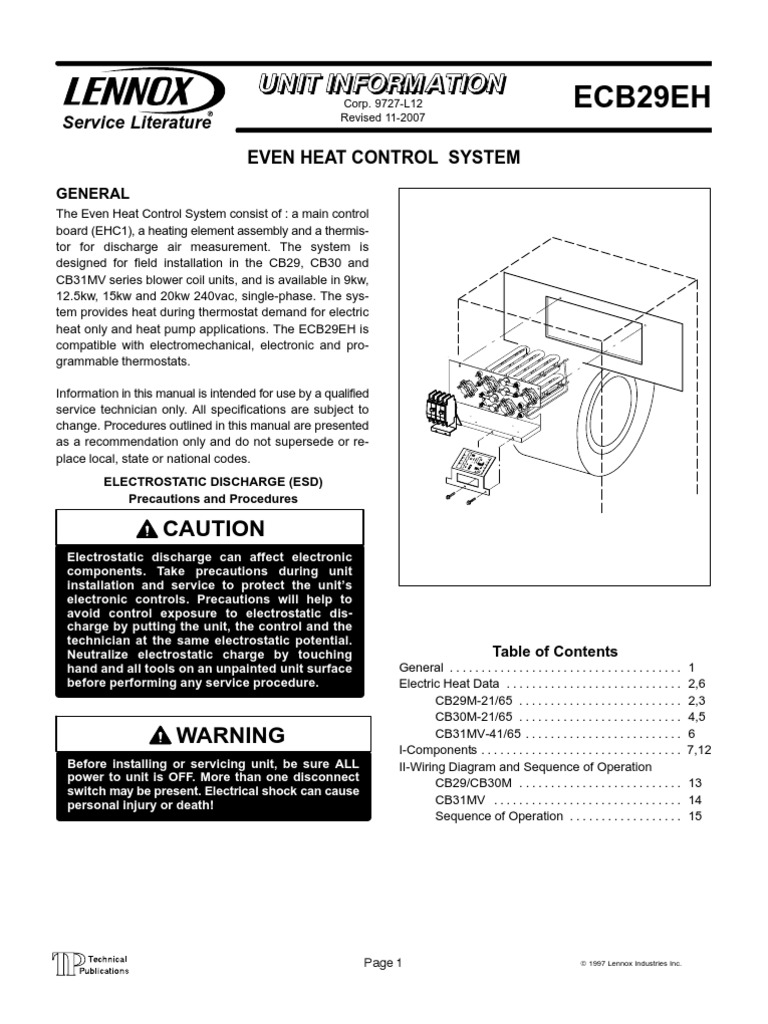 Lennox EvenHeat ECB29EH 11 2007 | PDF | Electrostatic Discharge ...