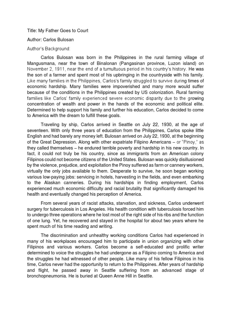 Analysis My Father Goes To Court | PDF | Philippines
