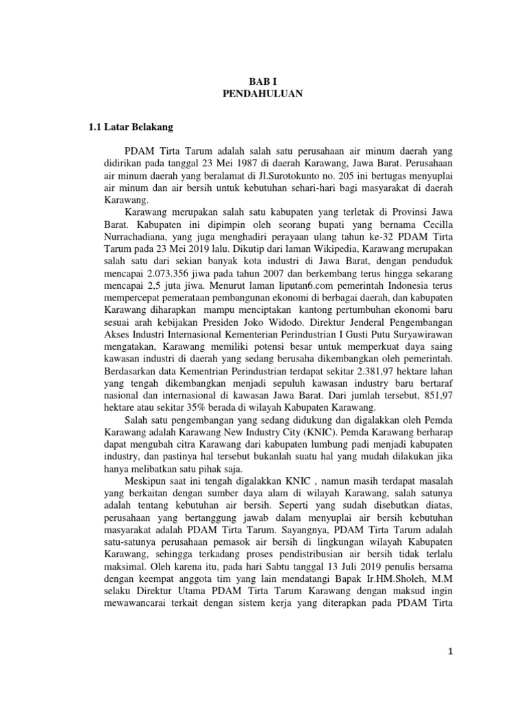 Bab 1-3 Pdam Tirta Jaya PDF | PDF