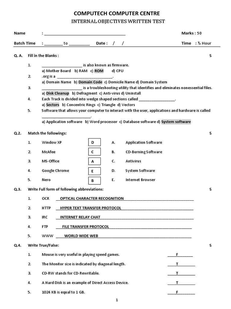 2nd Internal Obj Test HW NW Int ANSWERS | PDF | Antivirus Software ...
