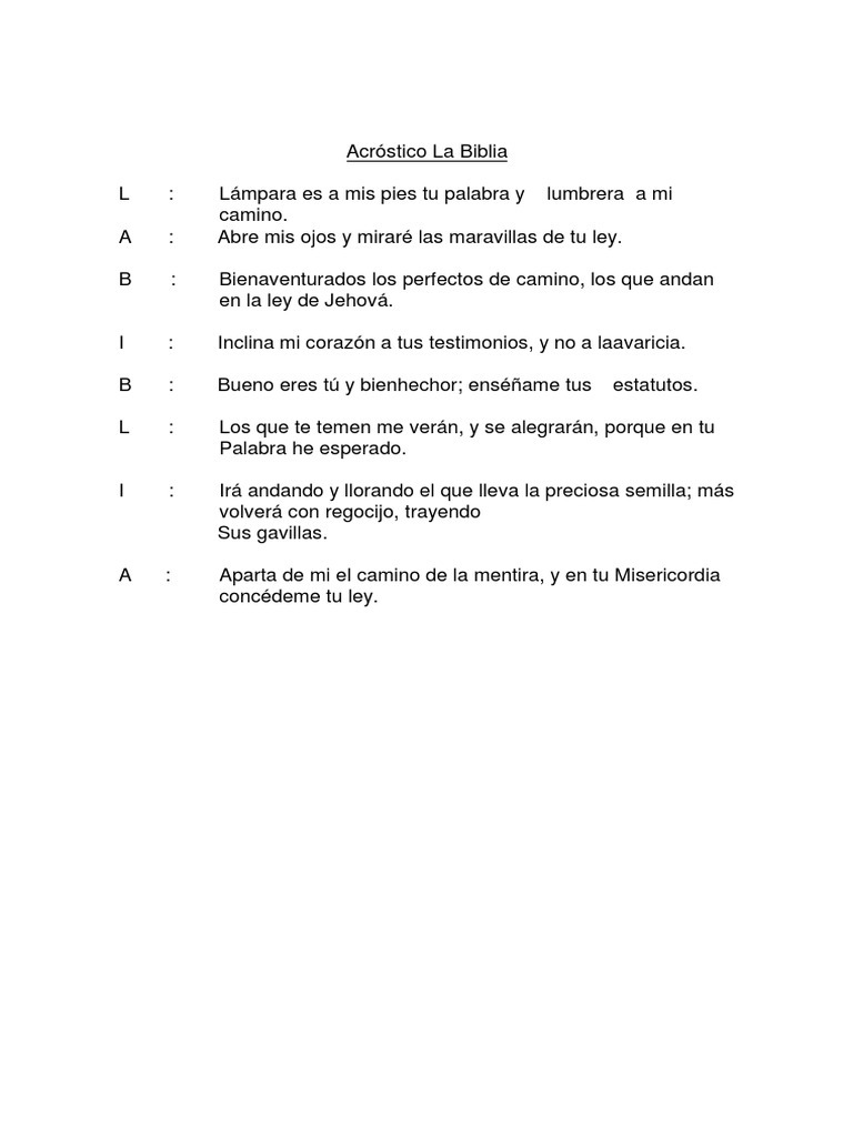 Acrostico La Biblia - 8 - PDF | PDF