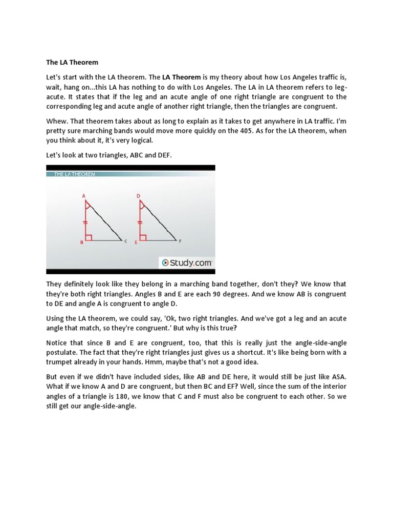 The LA Theorem | PDF | Triangle | Euclidean Plane Geometry