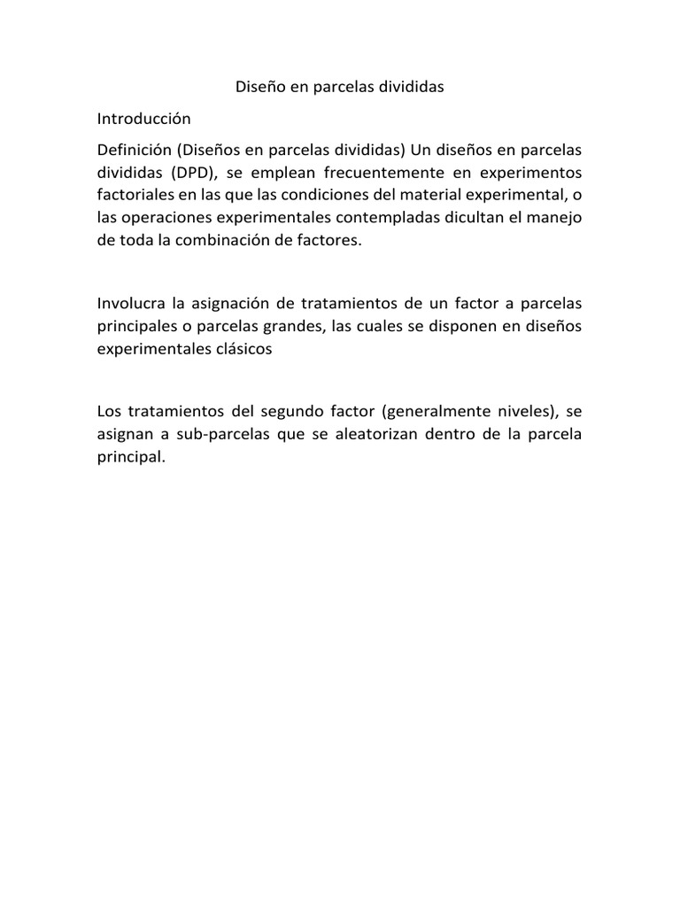 Diseño de Parcelas Divididas en Experimentos | PDF