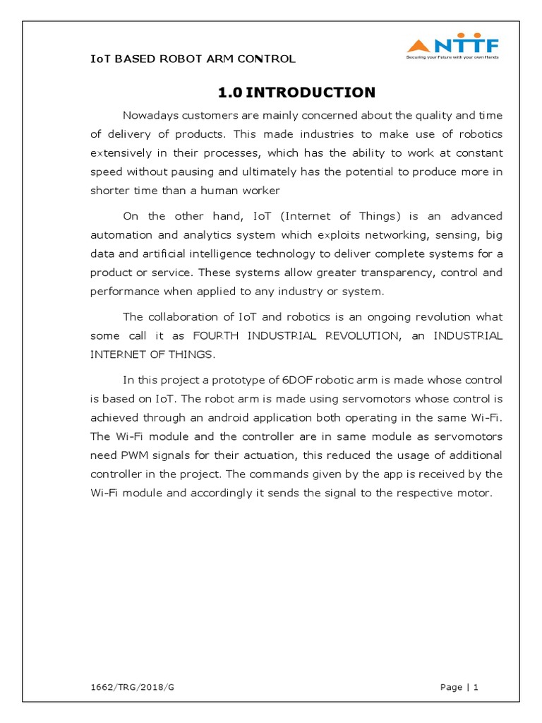 IoT Based Robot Arm | PDF | Electric Motor | Servomechanism
