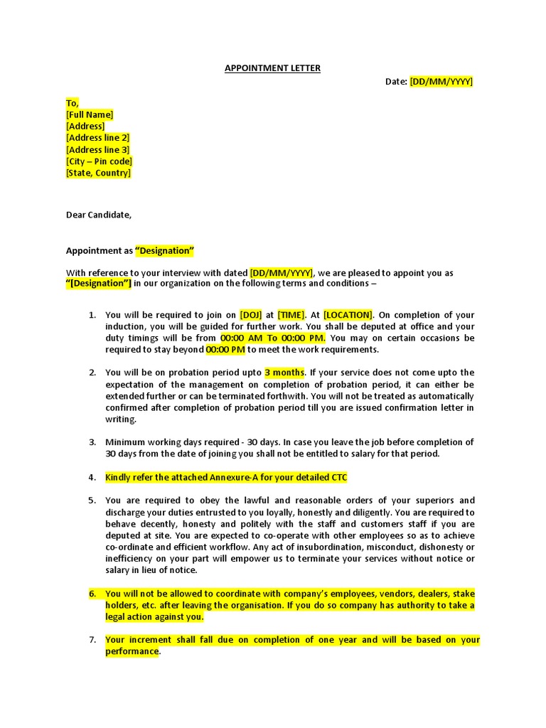 Appointment Letter | PDF | Government Information | Social Institutions