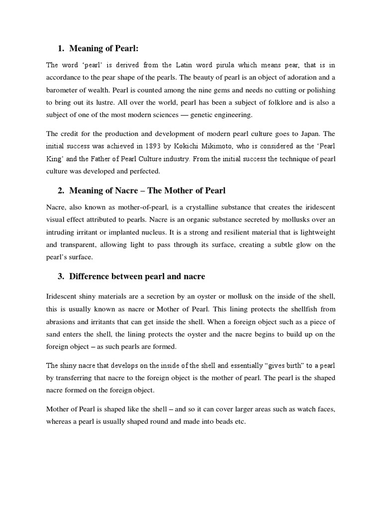 Pearl Assignment PDF | PDF | Pearl | Oyster