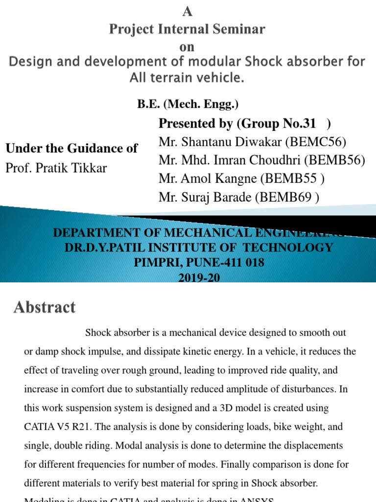 Design and Analysis of a Shock Absorber for an All Terrain Vehicle ...