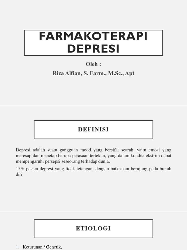 Panduan Farmakoterapi Depresi | PDF | Pengembangan Diri | Kesehatan Holistik