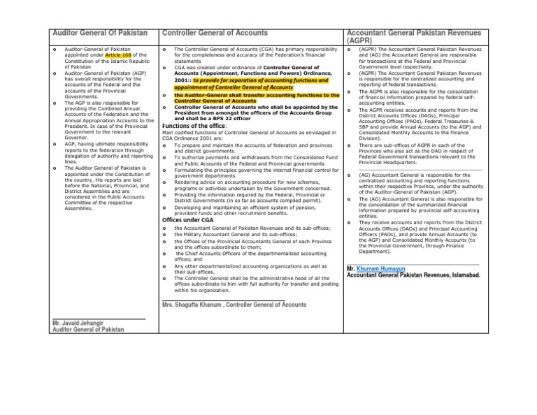 Agp Cga Agpr PDF | PDF | Government Of Pakistan | Accounting