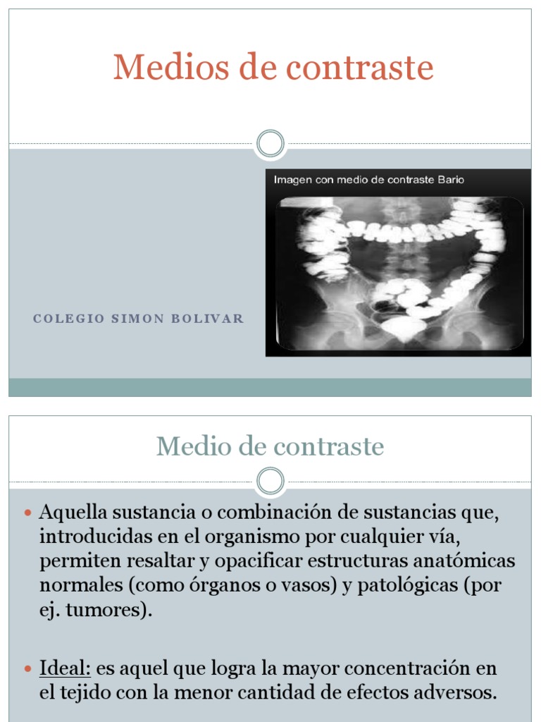 Efectos y clasificación de medios de contraste | PDF | Radiología | Alergia