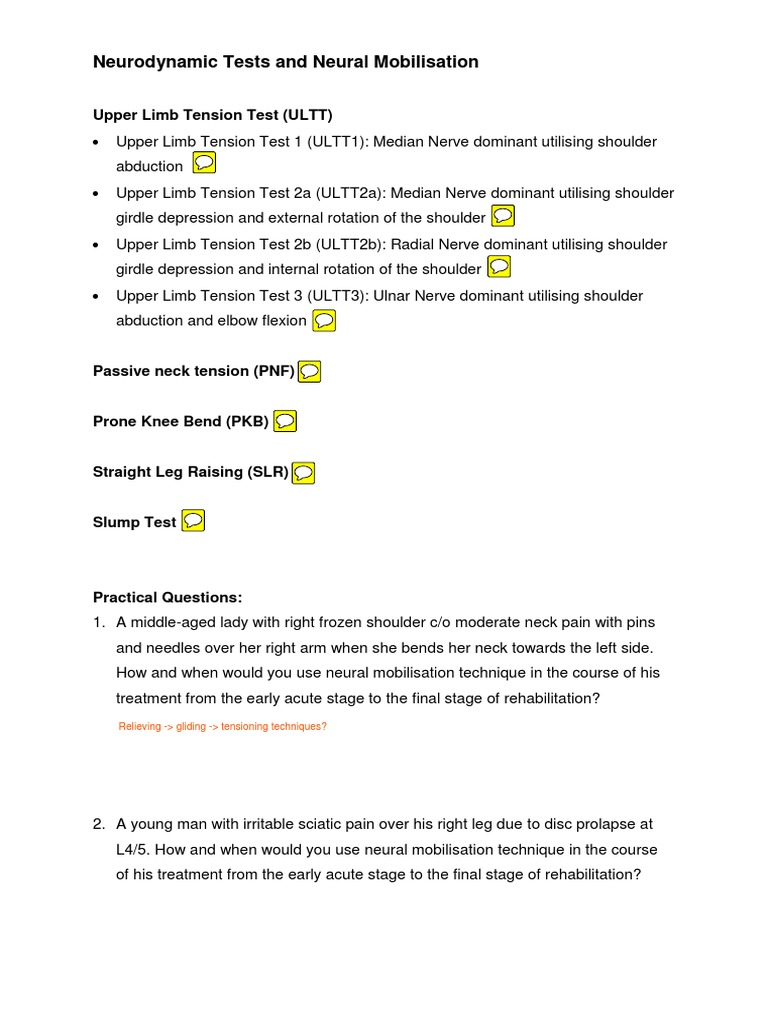 Neurodynamic Tests - Physiotherapy | PDF