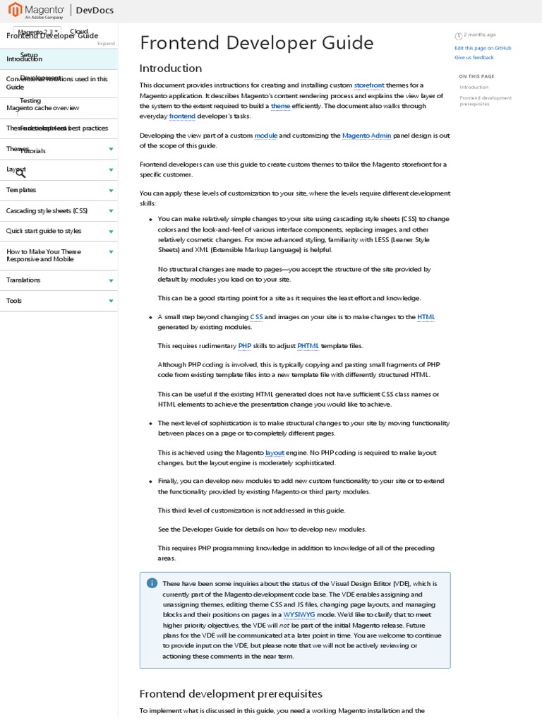 Frontend Developer Guide - Magento 2 Developer Documentation PDF | PDF ...