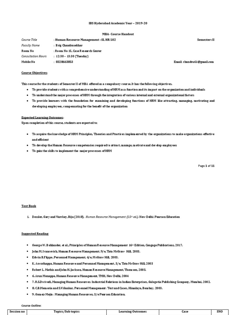 HRM Course Handout PDF | PDF | Performance Appraisal | Human Resource ...