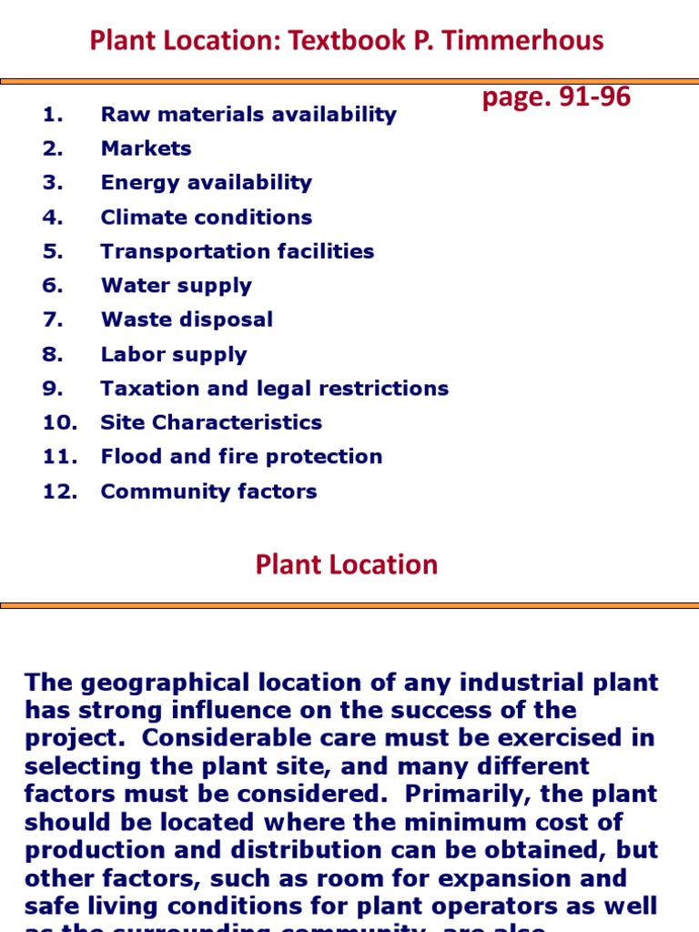 Key Factors in Plant Location Selection | PDF | Transport | Waste ...