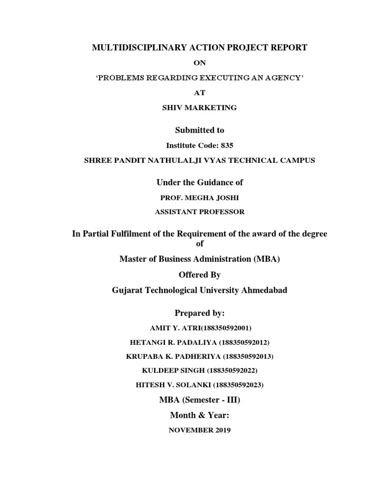MULTIDISCIPLINARY ACTION PROJECT REPORT Front Pages | PDF | Data ...