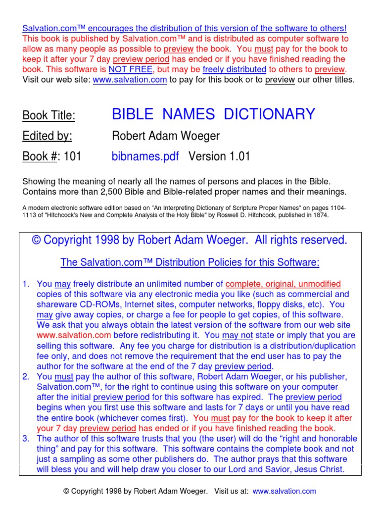 Bible Names Dictionary | PDF