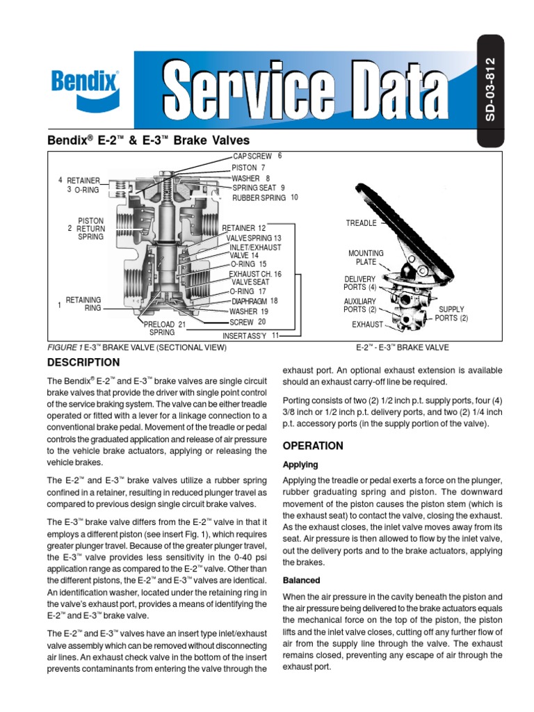 Bendix E-2-E-3 BRAKE VALVES User Manual | PDF | Valve | Piston