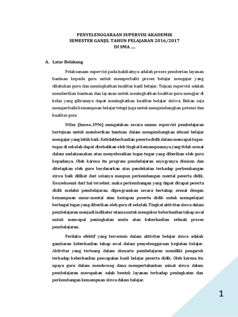 Program Supervisi Akademik Sekolah | PDF