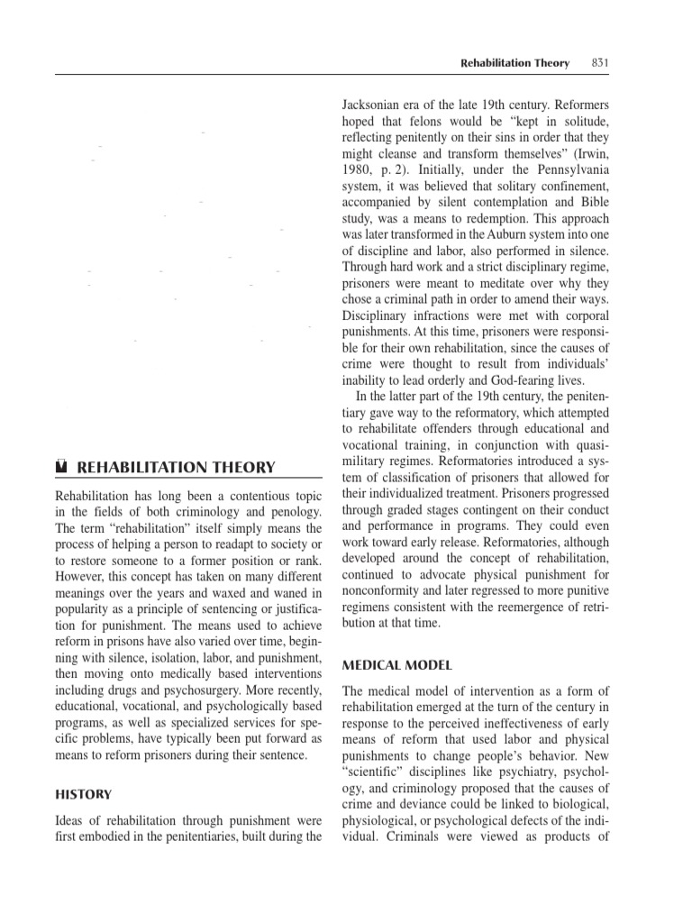 Rehabilitation Theory PDF | PDF | Rehabilitation (Penology) | Recidivism