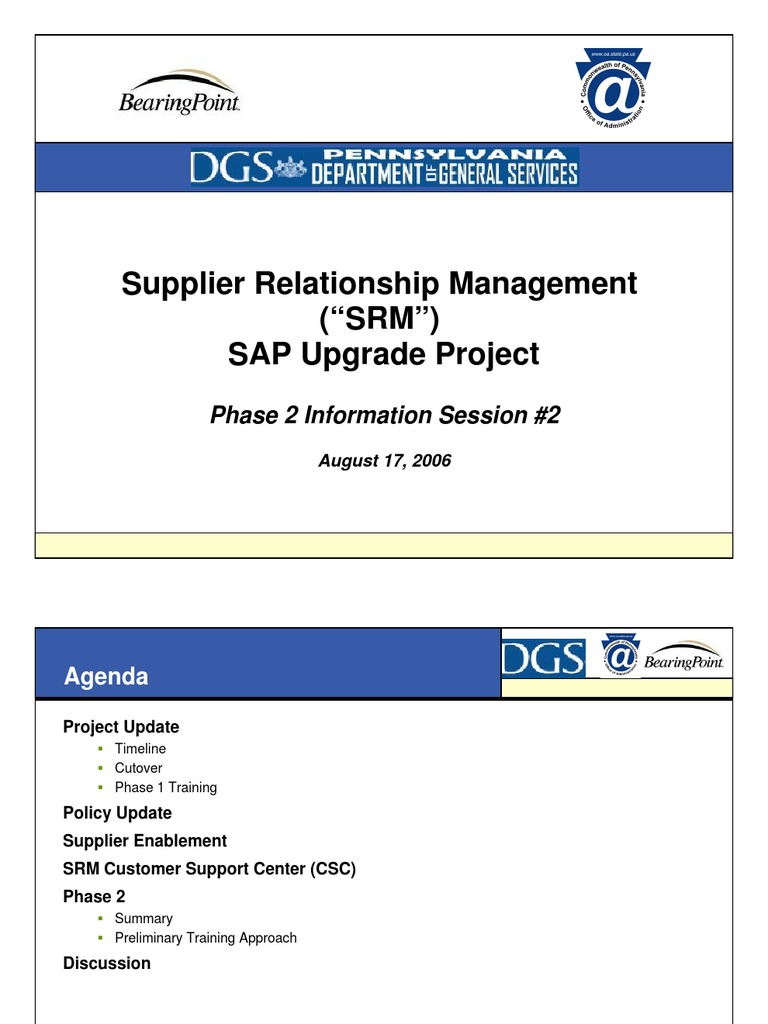 SAP SRM Upgrade Project Overview | PDF | Educational Technology ...