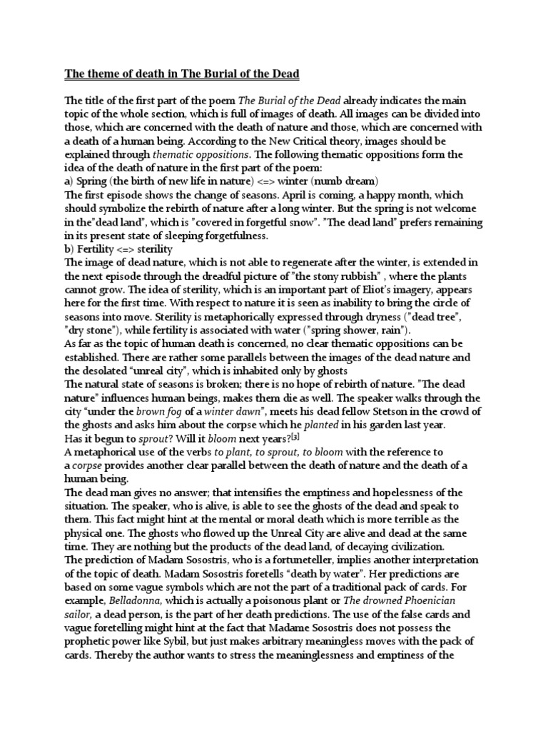 The Theme of Death in The Burial of The Dead | PDF