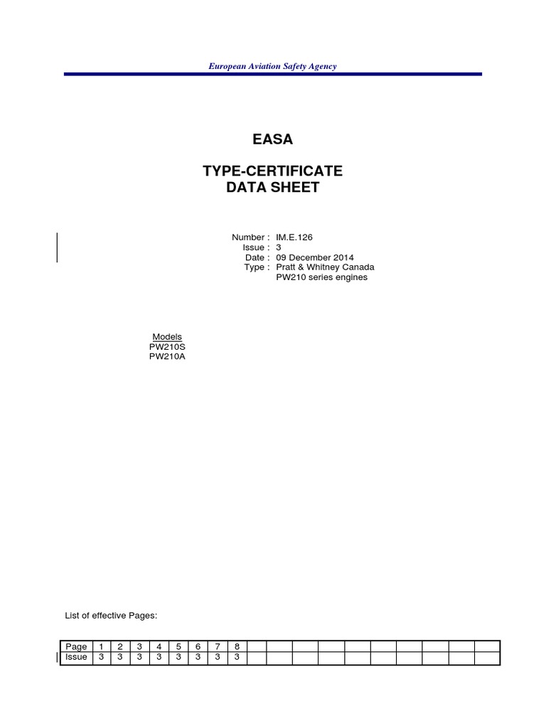 EASA Type Certificate: PW210 Engines | PDF | Turbine | Transmission ...
