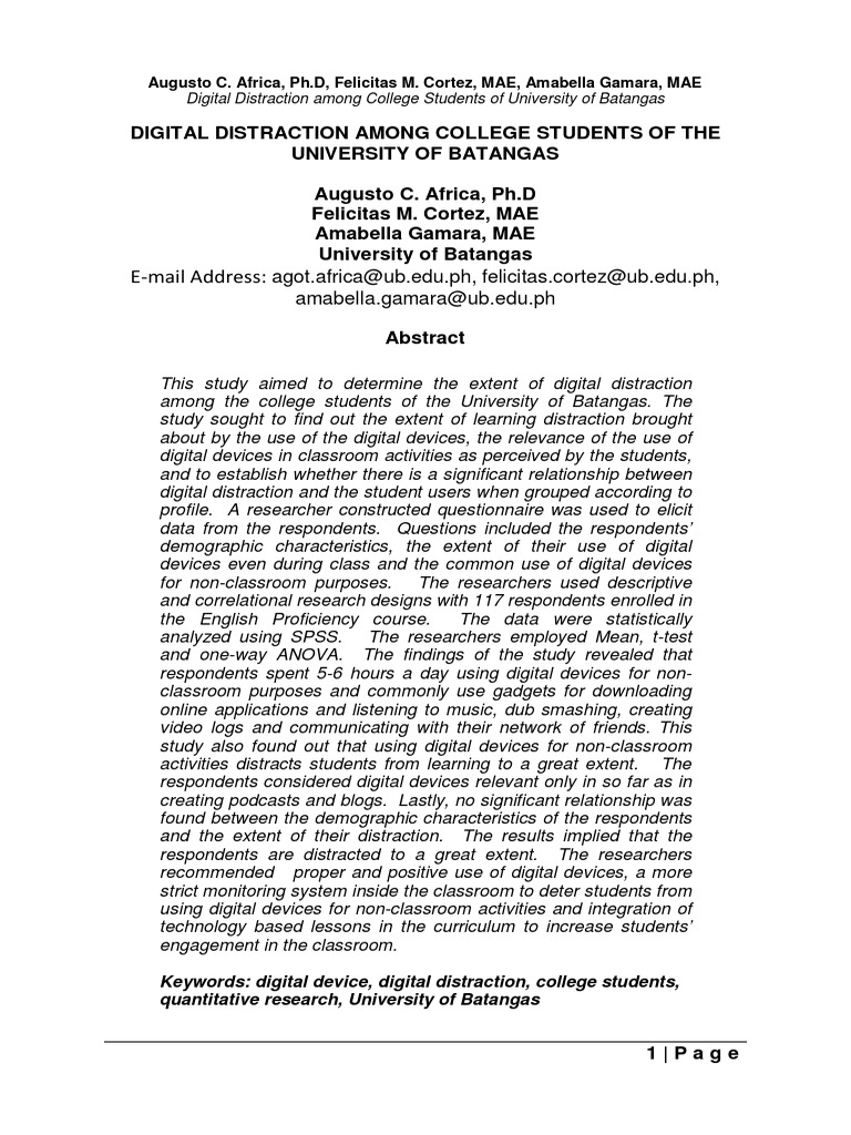 Digital Distraction in College Students | PDF | Internet | Computing ...