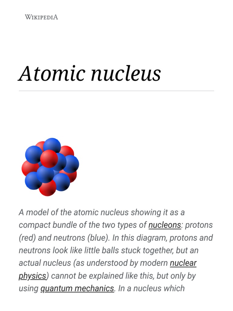 Atomic Nucleus - Wikipedia PDF | PDF | Atomic Nucleus | Nuclear Force