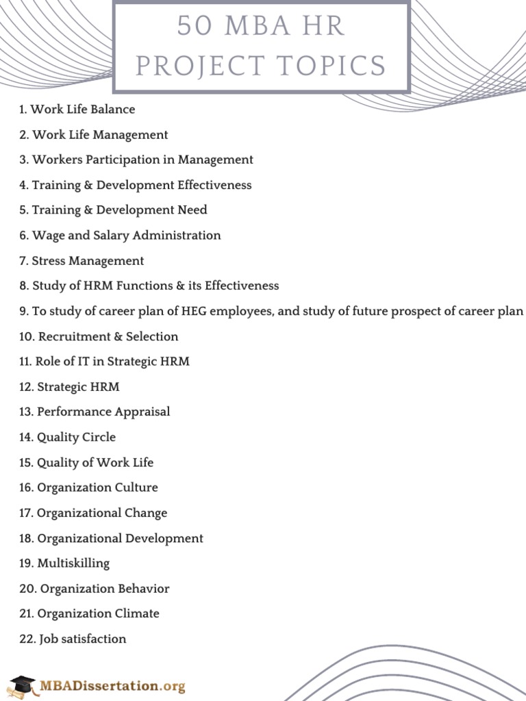 MBA HR Project Topics Guide | PDF | Career & Growth | Business