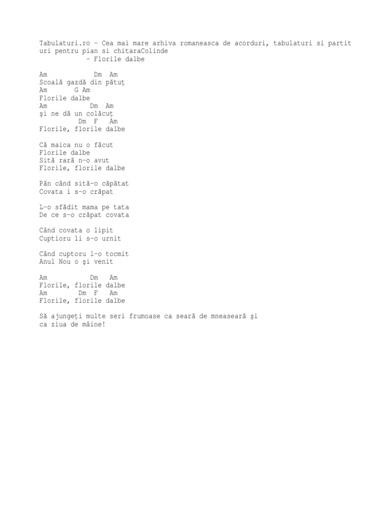 Cea Mai Mare Arhiva Romaneasca de Acorduri, Tabulaturi Si Partituri Pentru Pian Si Chitara | PDF