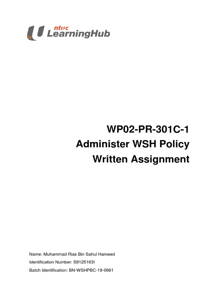 PEC Ltd. WSH Policy Overview | PDF | Risk Management | Occupational ...