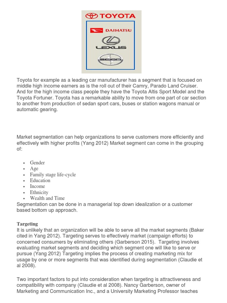 STP BMW & Toyota | PDF | Market Segmentation | Toyota