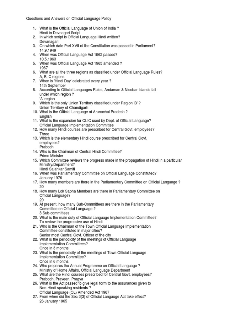 Official Language Policy Overview | PDF | Human Communication ...