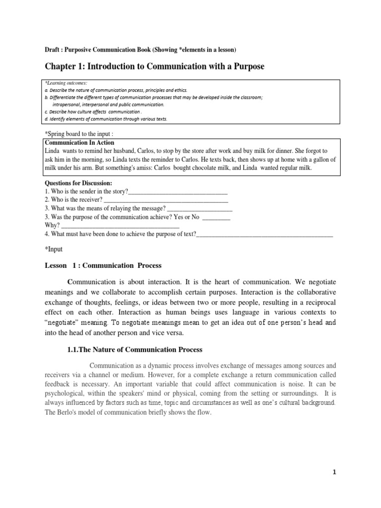 Draft Communication With A Purpose | PDF | Public Speaking | Cross ...