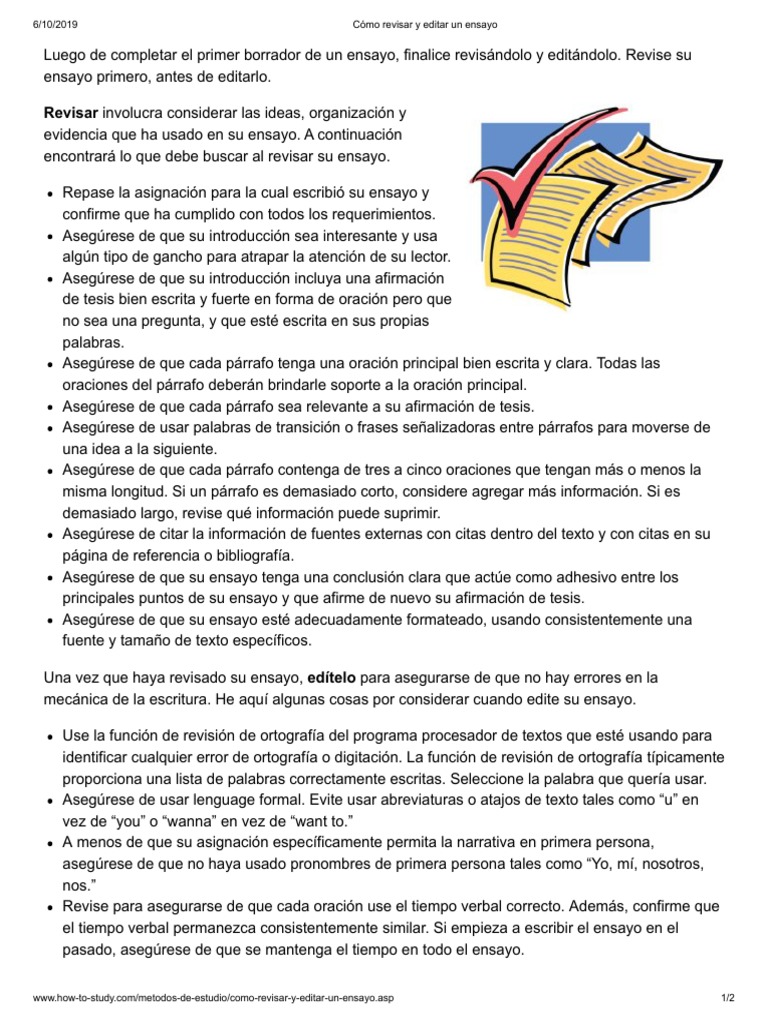 Cómo Revisar y Editar Un Ensayo | PDF | Ensayos | Párrafo