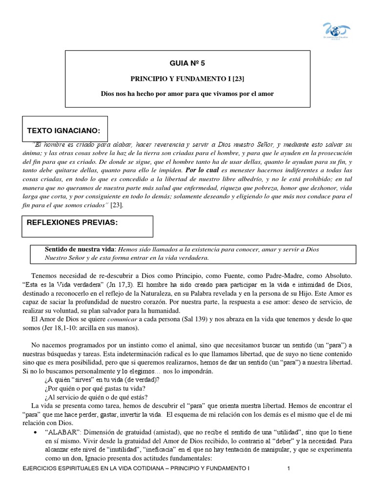 Principio y Fundamento I | PDF | Oración | Amor