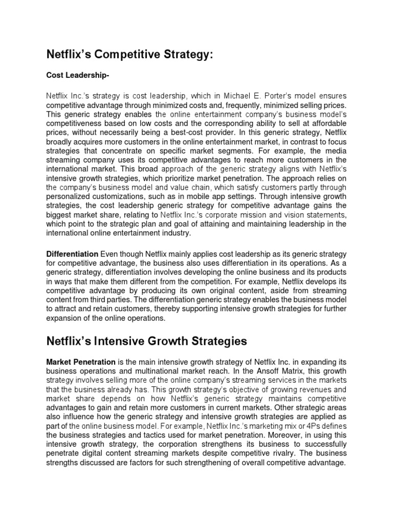Netflix - Cs | PDF | Competitive Advantage | Strategic Management