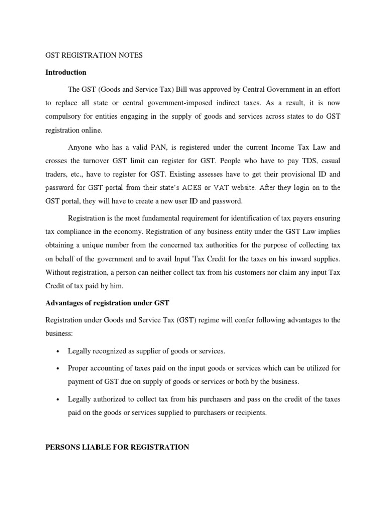 GST Registration Notes | PDF | Value Added Tax | Limited Liability ...