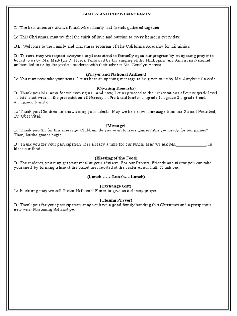 Family Day Script | PDF